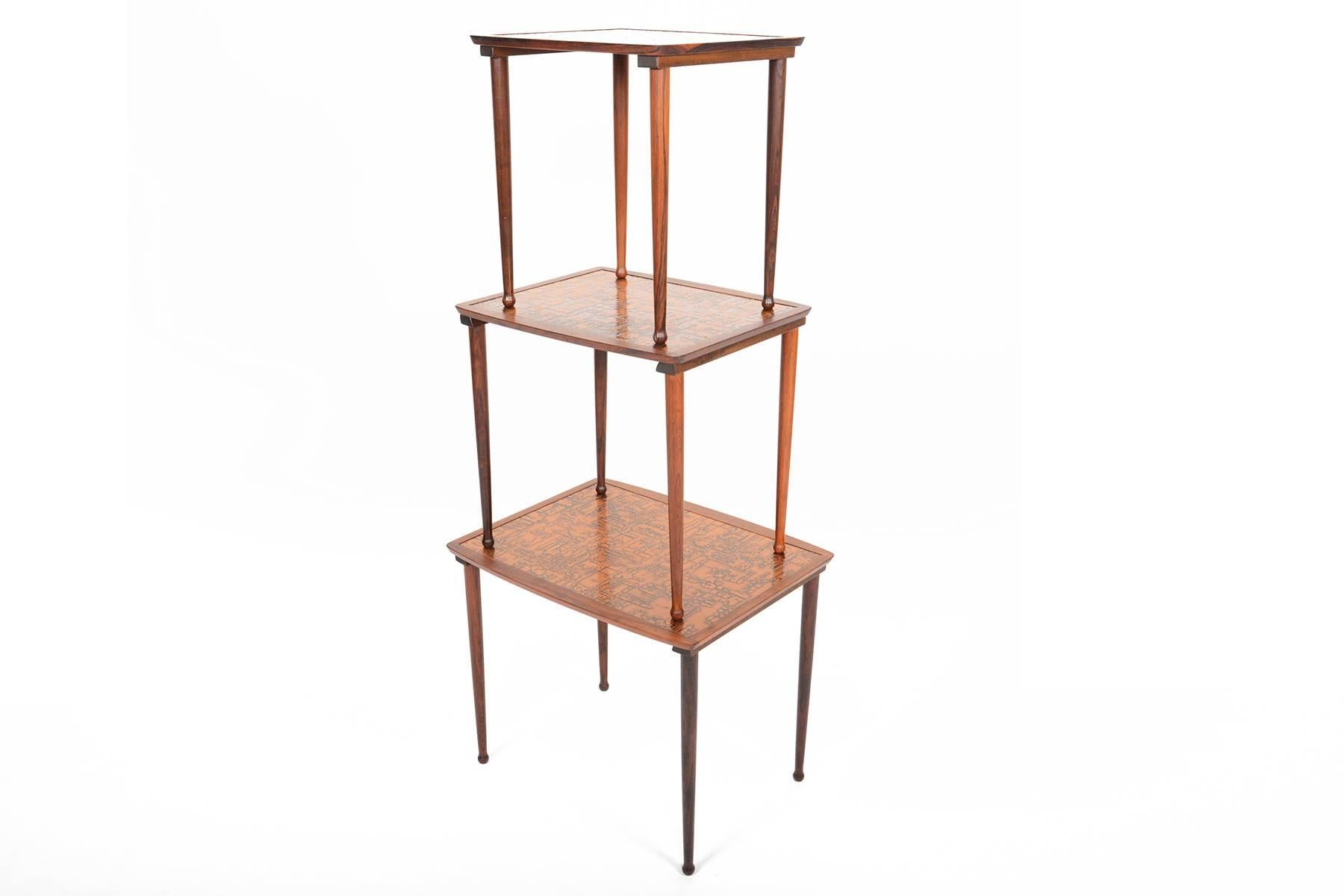 Rosewood and Copper Nesting Tables by Møbel Intarsia at 1stDibs | nest ...