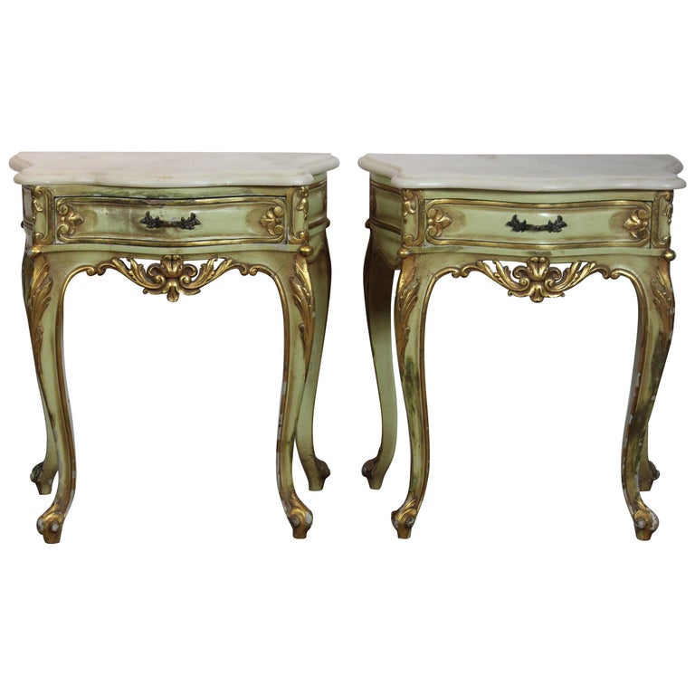 Italian Marble-Top Nightstands at 1stDibs