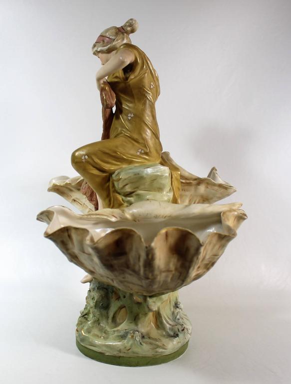 Royal Dux Art Nouveau Centerpiece with Figural Woman at 1stDibs