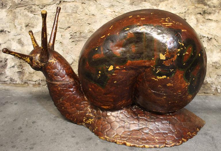 19th Century Hand-Carved Wood Escargot Folk Art Escargot Advertising ...
