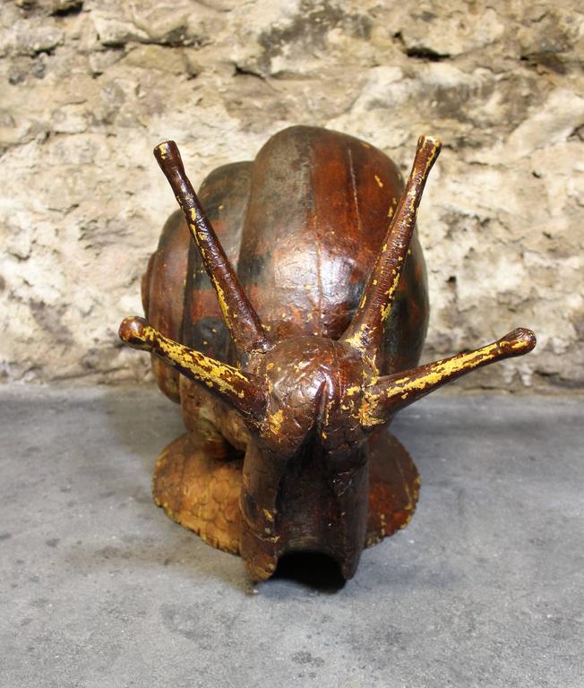19th Century Hand-Carved Wood Escargot Folk Art Escargot Advertising ...