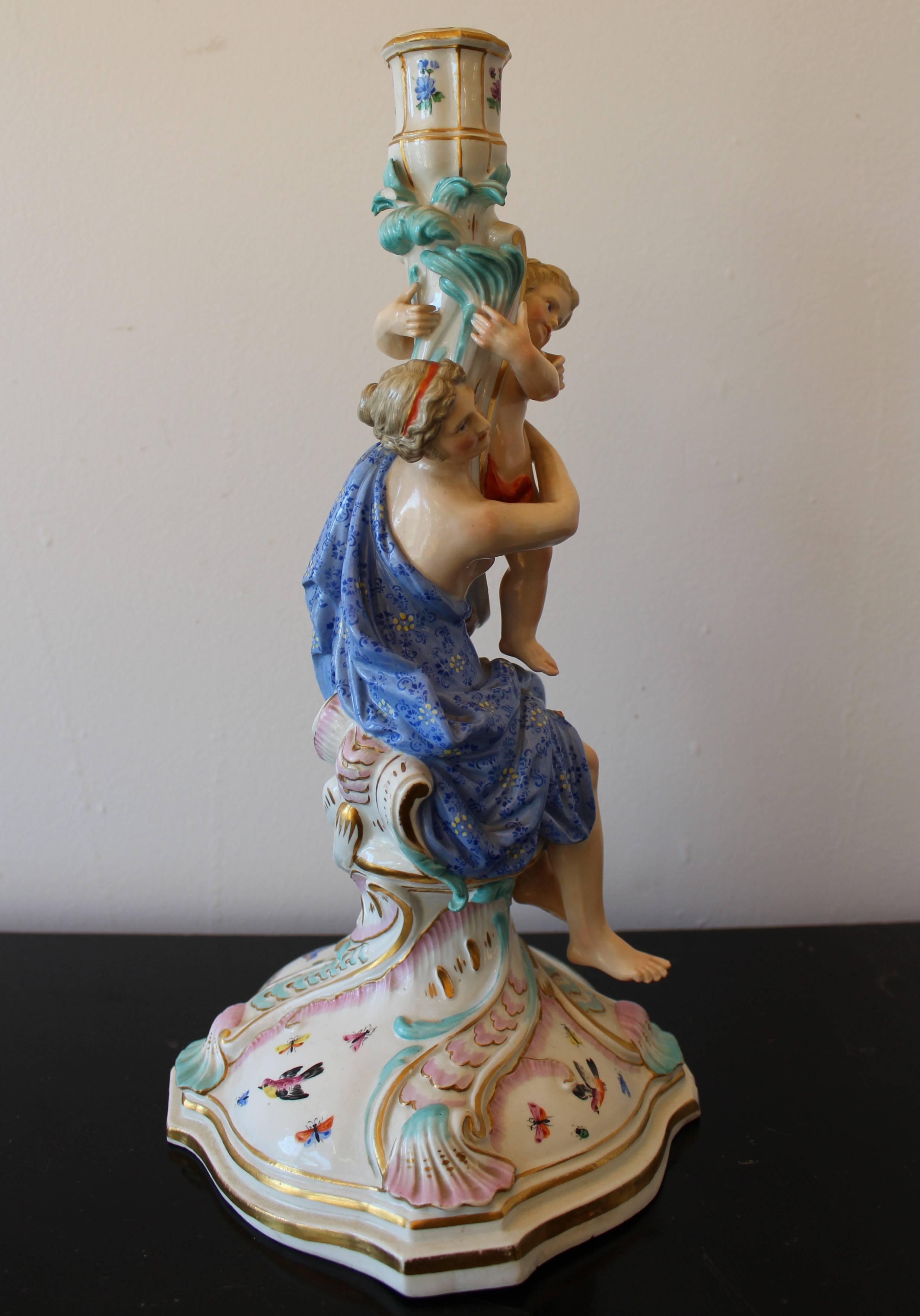 Pair of Meissen Porcelain Candlesticks or Candle Holders at 1stDibs ...