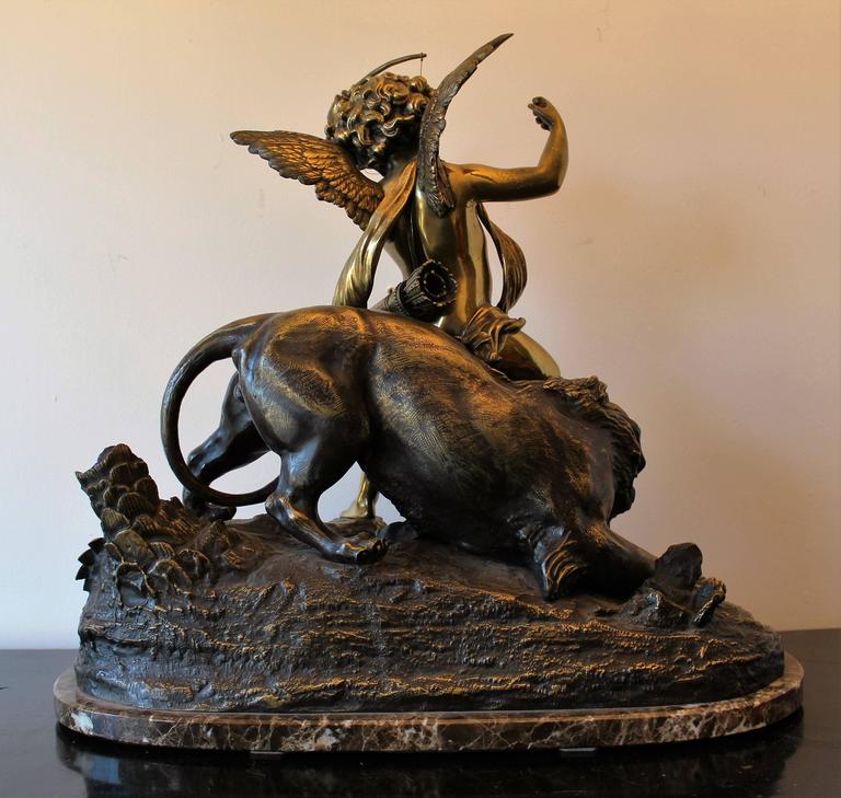 Gustave Trouillard French Gilt and Patinated Bronze Sculpture of Cupid ...