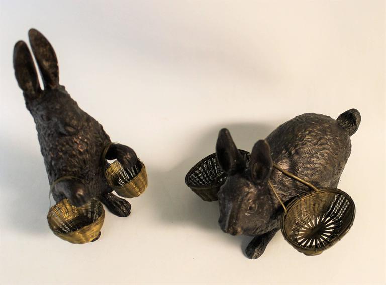 Pair of Edwardian Bronze Rabbit Sculptures at 1stDibs