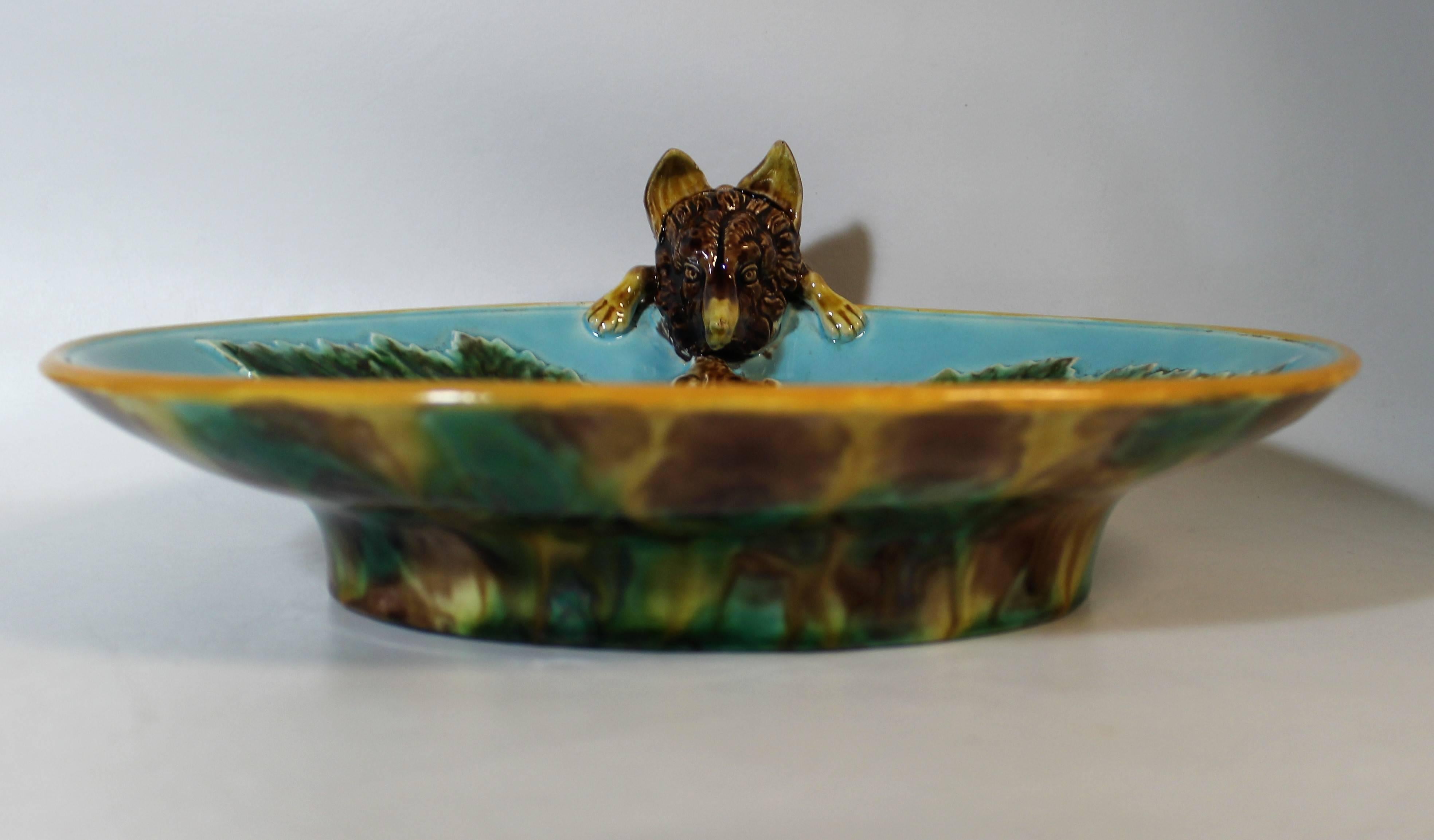 George Jones Majolica Fox Dish at 1stDibs | george jones majolica for sale