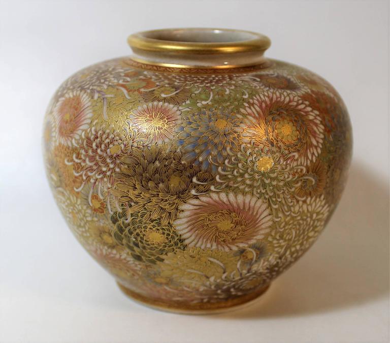 Japanese Meiji Period Pottery Vase Painted in 'Mille Fleur' Pattern For ...