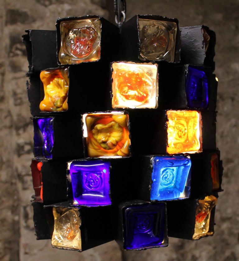 Felipe Delfinger Brutalist Chandelier for Feders at 1stDibs