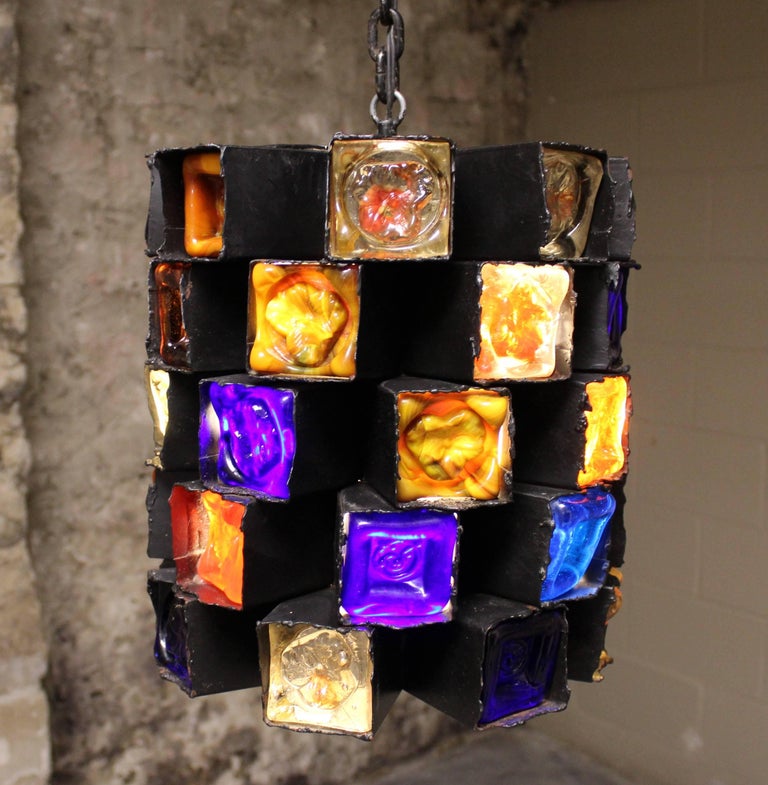 Felipe Delfinger Brutalist Chandelier for Feders at 1stDibs