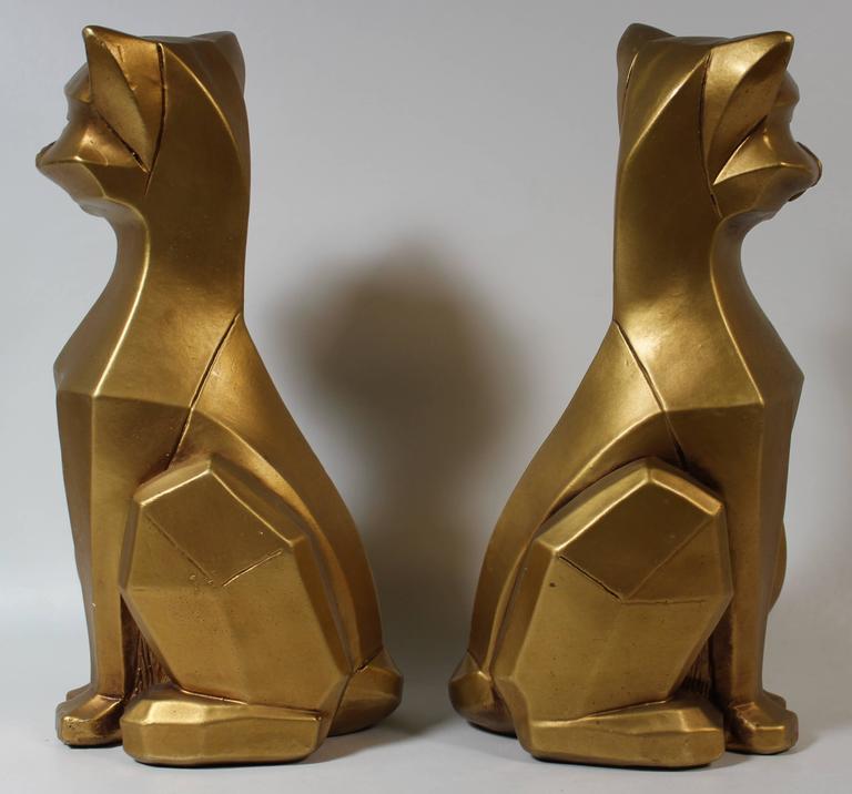 Cubist Chalkware Cat Sculptures, Mid-Century Modern at 1stDibs