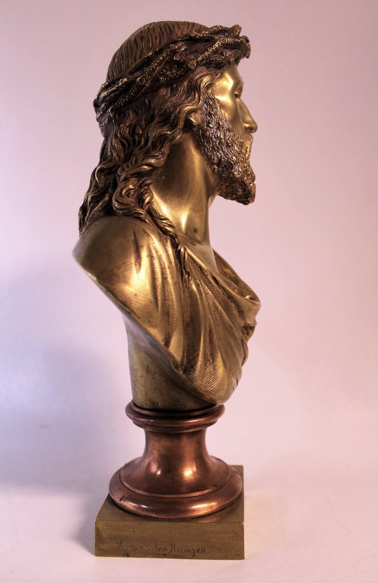 Jean Bulio Patinated Gilt Bronze Sculpture of Jesus Christ at 1stDibs