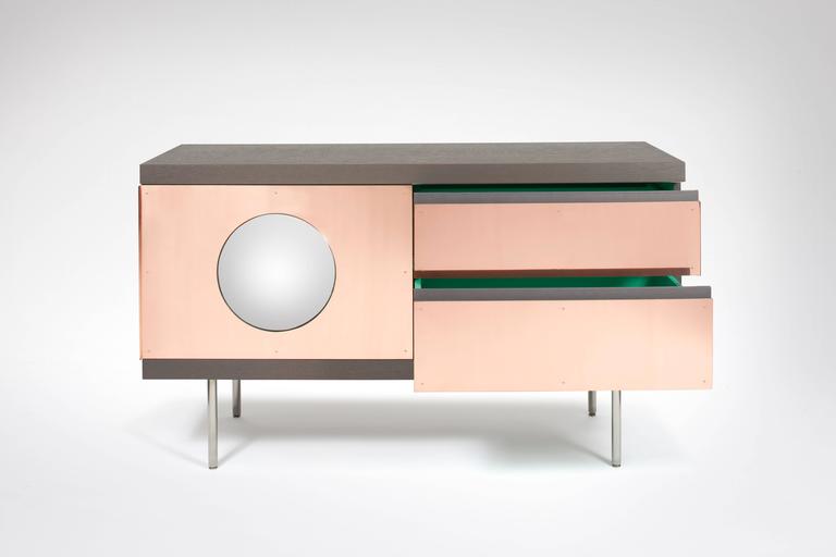 Alice. Sideboard; brushed stained oak. Copper. Convex mirror. Patrick ...