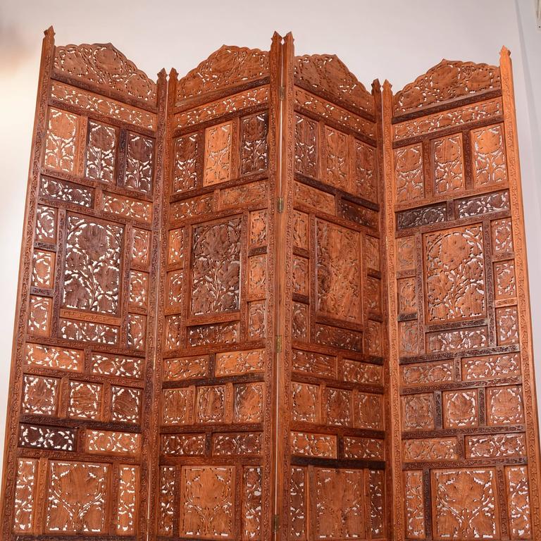 Anglo Indian Carved Four Panel Screen at 1stDibs | indian screens ...