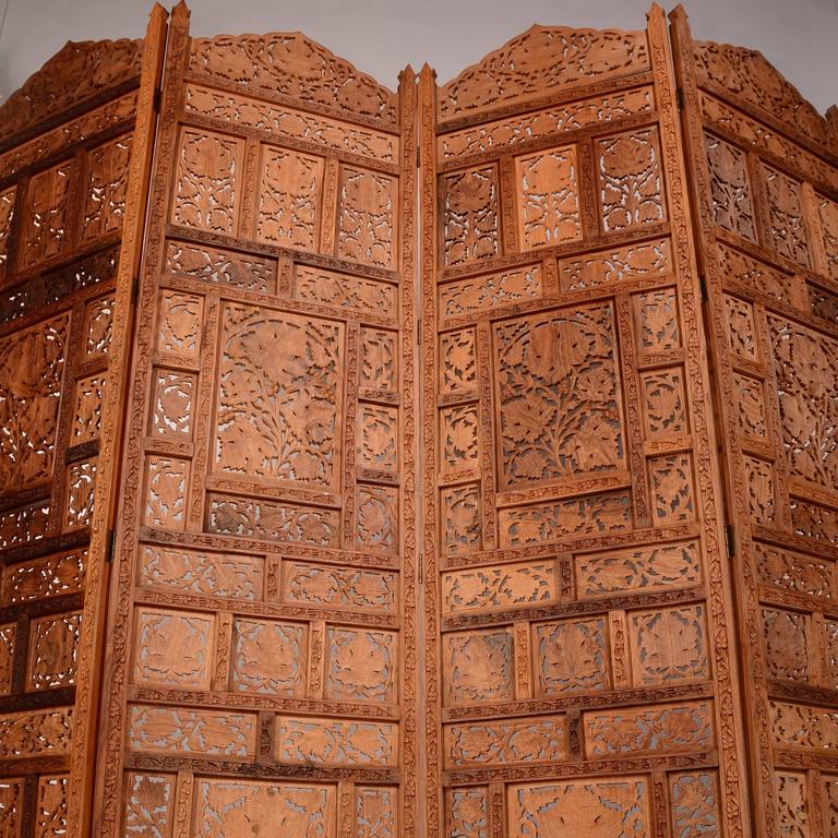 Anglo Indian Carved Four Panel Screen at 1stDibs | indian screens ...