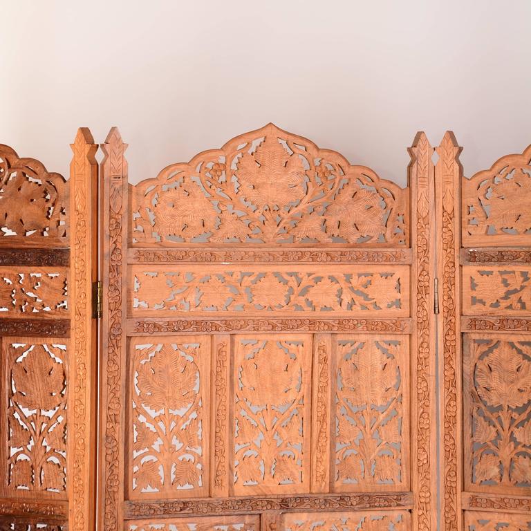 Anglo Indian Carved Four Panel Screen at 1stDibs | indian screens ...