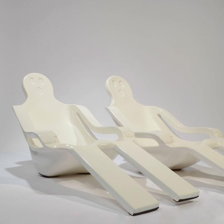 Set of Two Custom Anthropomorphic Fiberglass Chaises Lounge Chairs at ...
