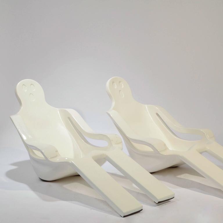 Set of Two Custom Anthropomorphic Fiberglass Chaises Lounge Chairs at ...