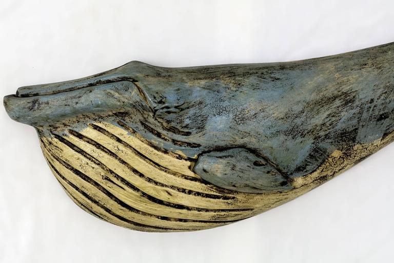 Carved and Painted Blue Whale by Wendy Lichtenstieger at 1stDibs