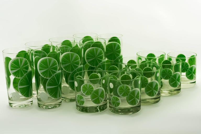 Set of 16 Lime Pattern Barware by Legendary Designer Fred Press at 1stDibs