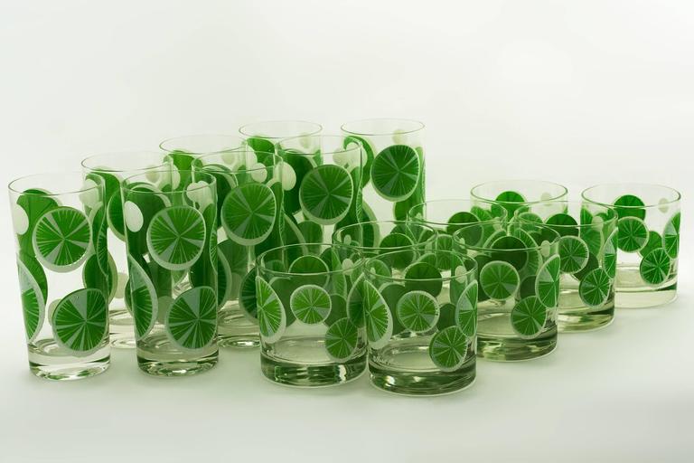 Set of 16 Lime Pattern Barware by Legendary Designer Fred Press at 1stDibs