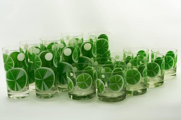 Set of 16 Lime Pattern Barware by Legendary Designer Fred Press at 1stDibs