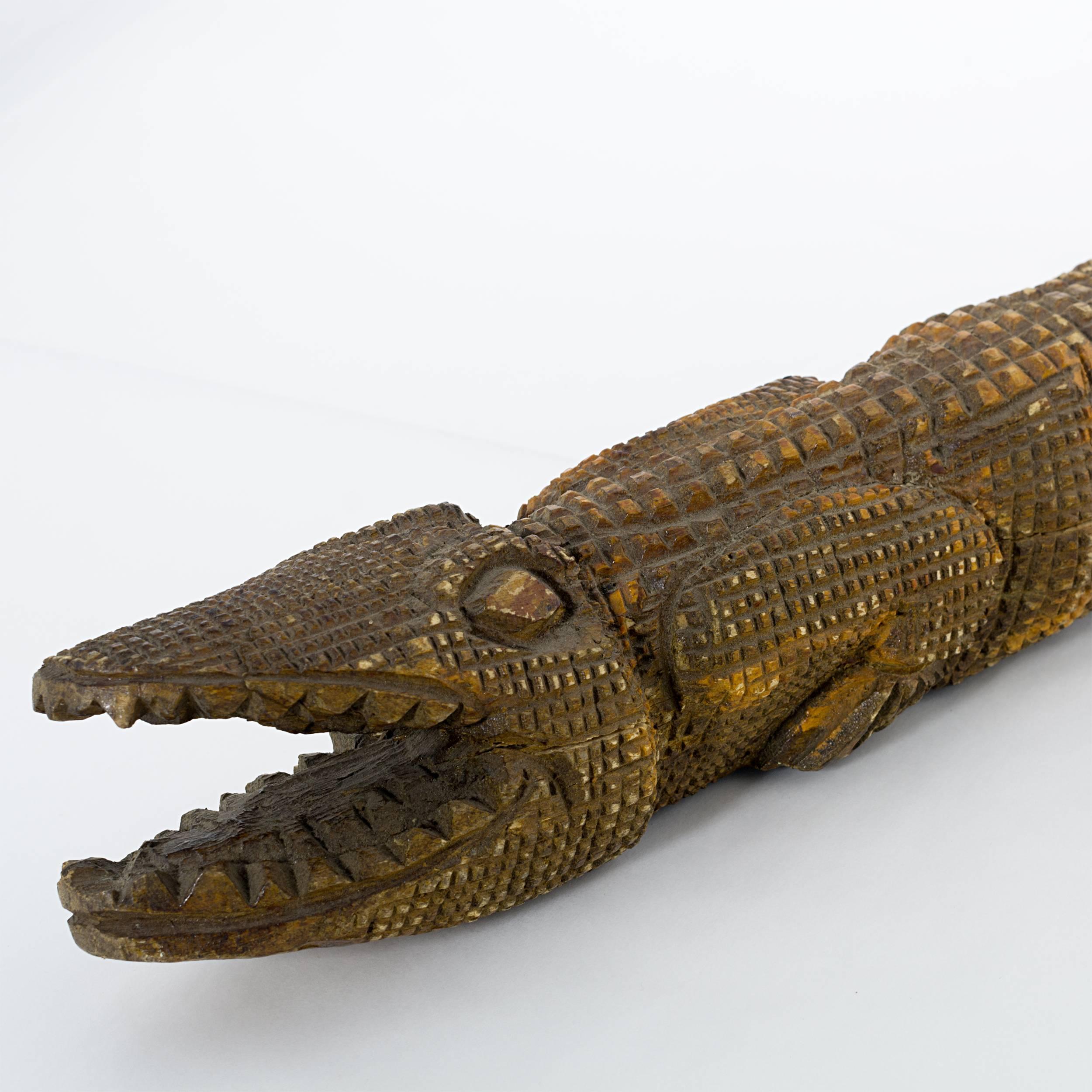 Folky Carved Wooden Alligator at 1stDibs