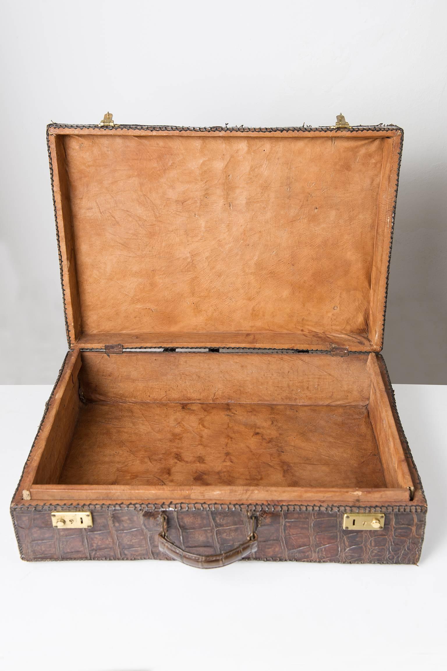 Crocodile Old Rare Suitcase For Sale at 1stDibs | old suitcase for sale