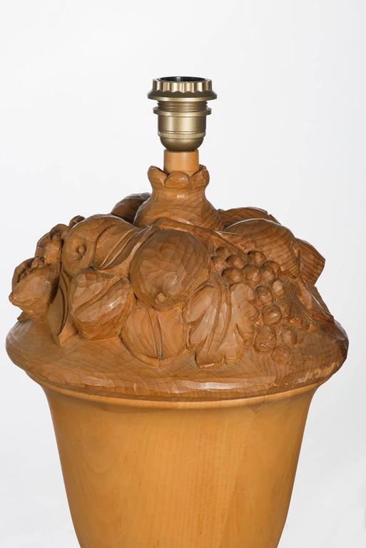 Tuscan Hand Carved Wooden Lamp with Fruits for a Country Home For Sale ...