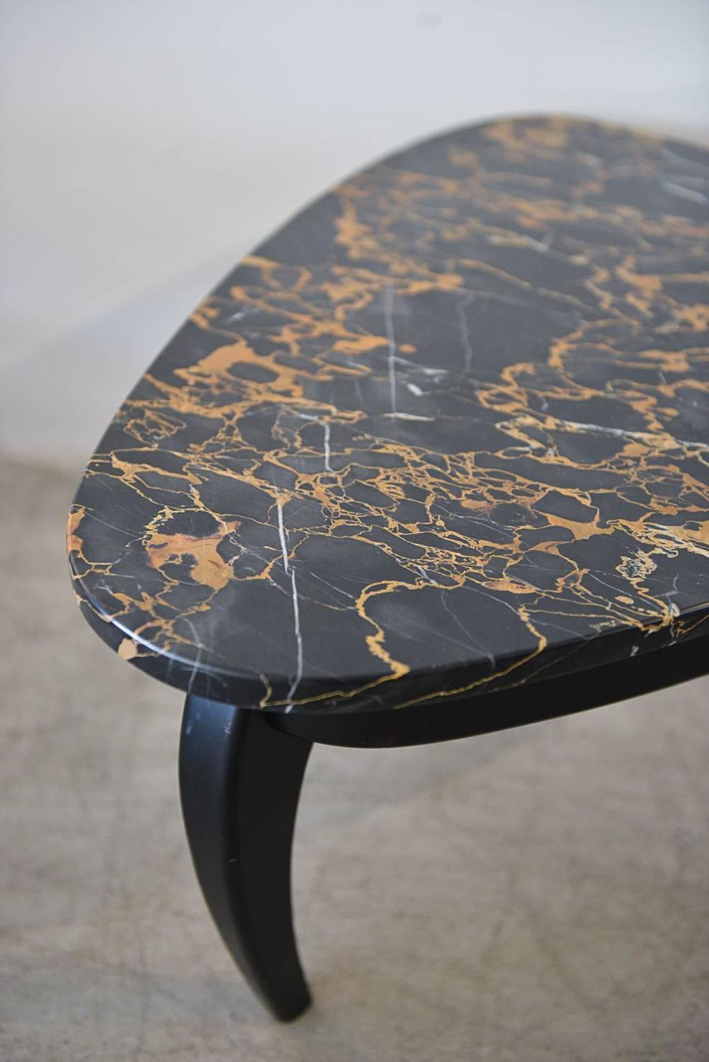 Italian Black Marble Triangular Side or Accent Table For Sale at 1stdibs