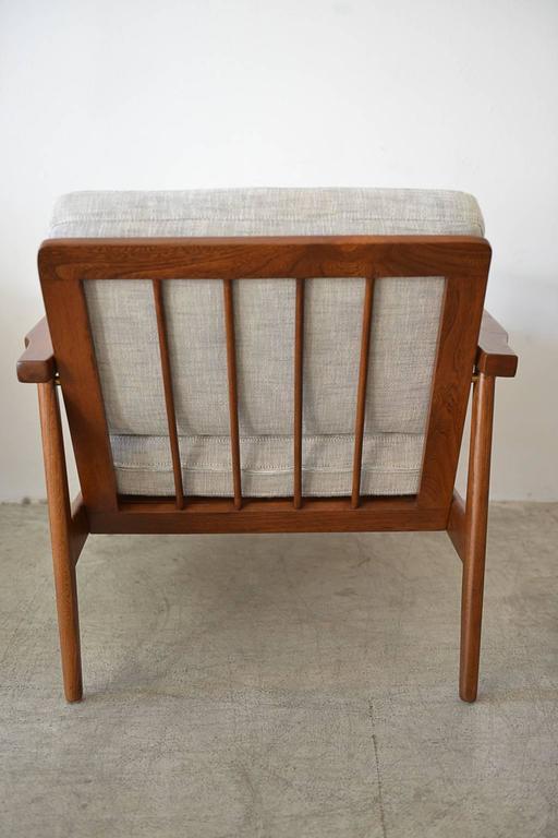 Sculpted Walnut Spindle Back Lounge Chair at 1stDibs