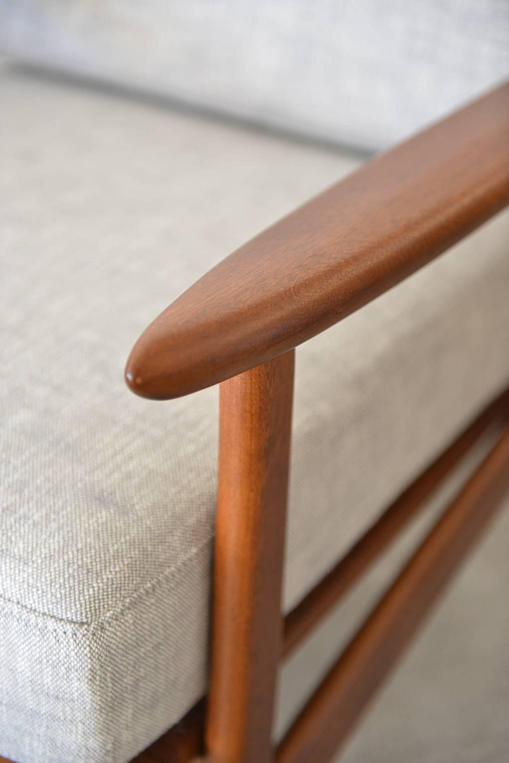 Sculpted Walnut Spindle Back Lounge Chair at 1stDibs