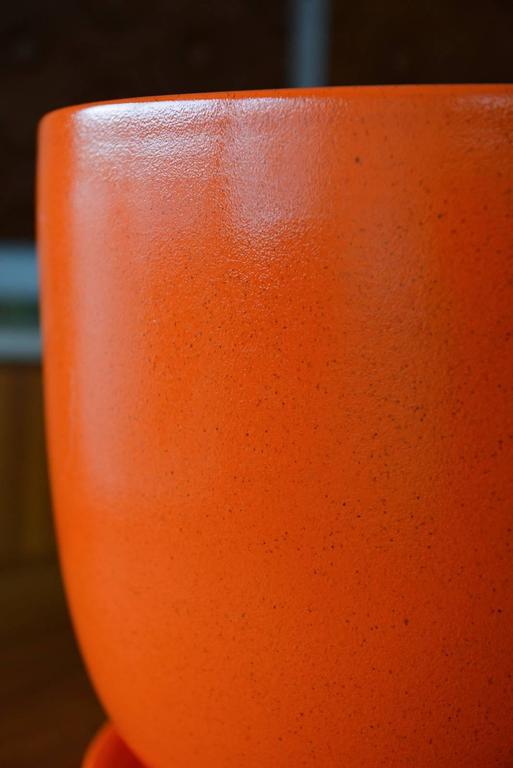 Large Orange Speckle Gainey Ceramic Planter T-17 with Tray at 1stDibs ...