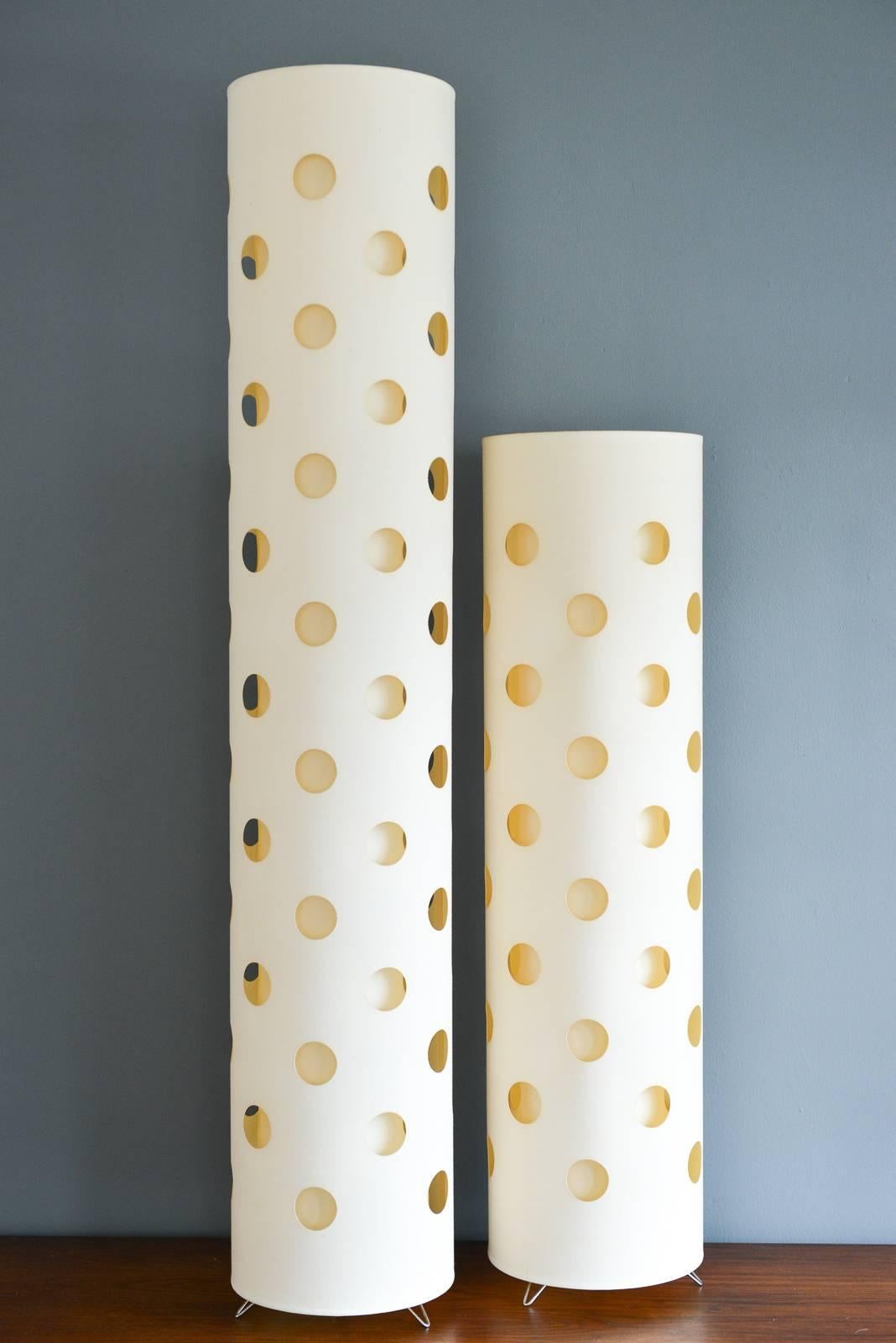Pair of Large-Scale Tubular Floor Lamps with Circular Cut Out at ...