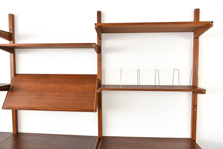 Walnut and Brass Shelving Wall Unit by Gerald McCabe, circa 1970 at 1stDibs