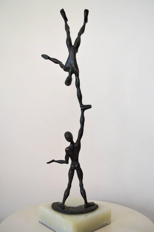 Acrobatic Bronze Sculpture on Marble at 1stDibs | acrobat sculpture