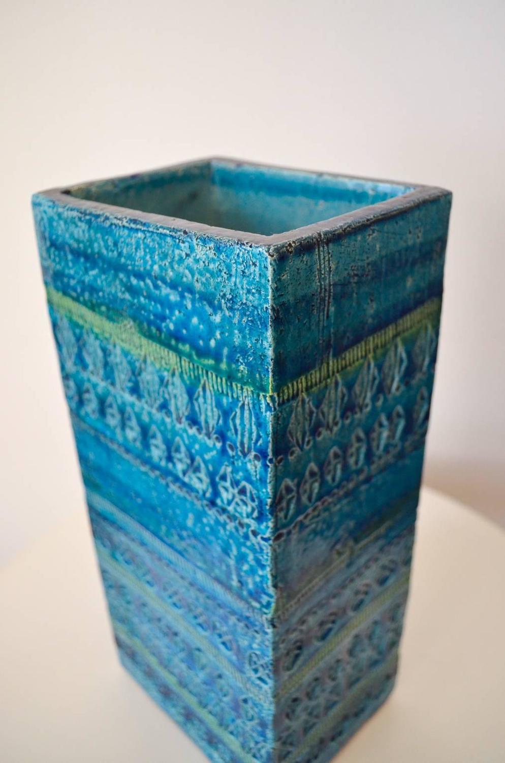 Bitossi Rimini Blue Square Vase at 1stdibs