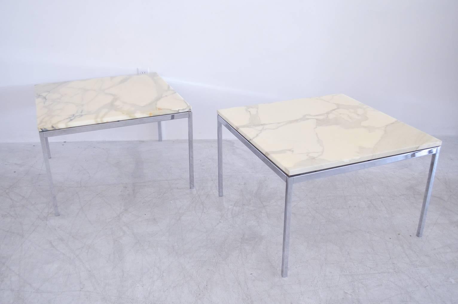 Pair of Florence Knoll Marble and Chrome Side or End Tables at 1stDibs