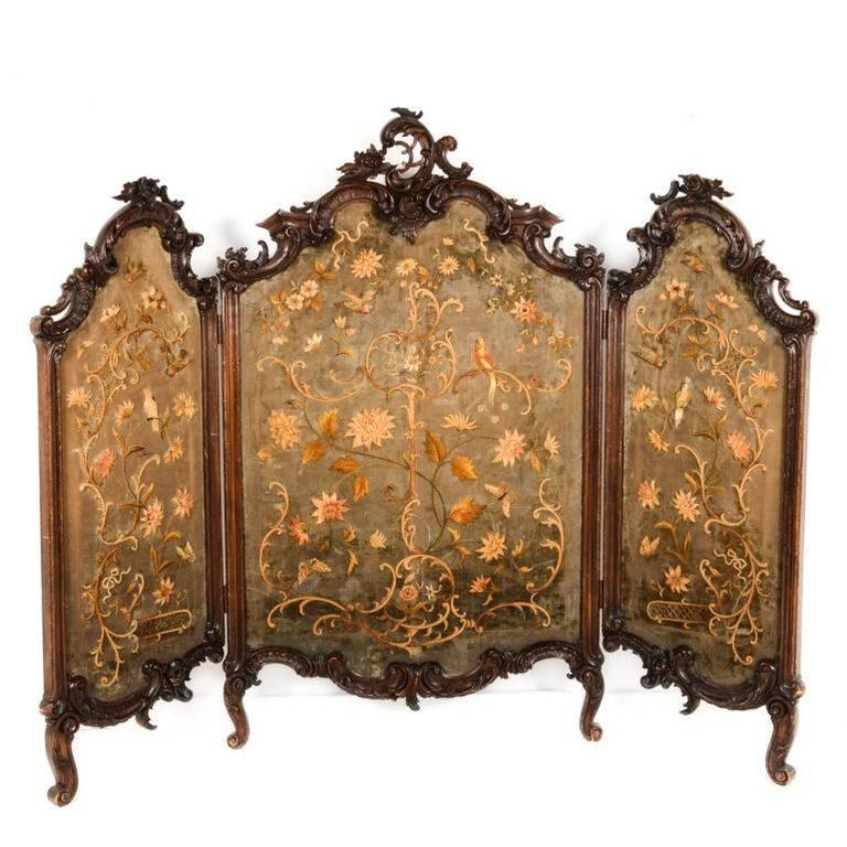 Three-Panel Embroidered Screen at 1stDibs