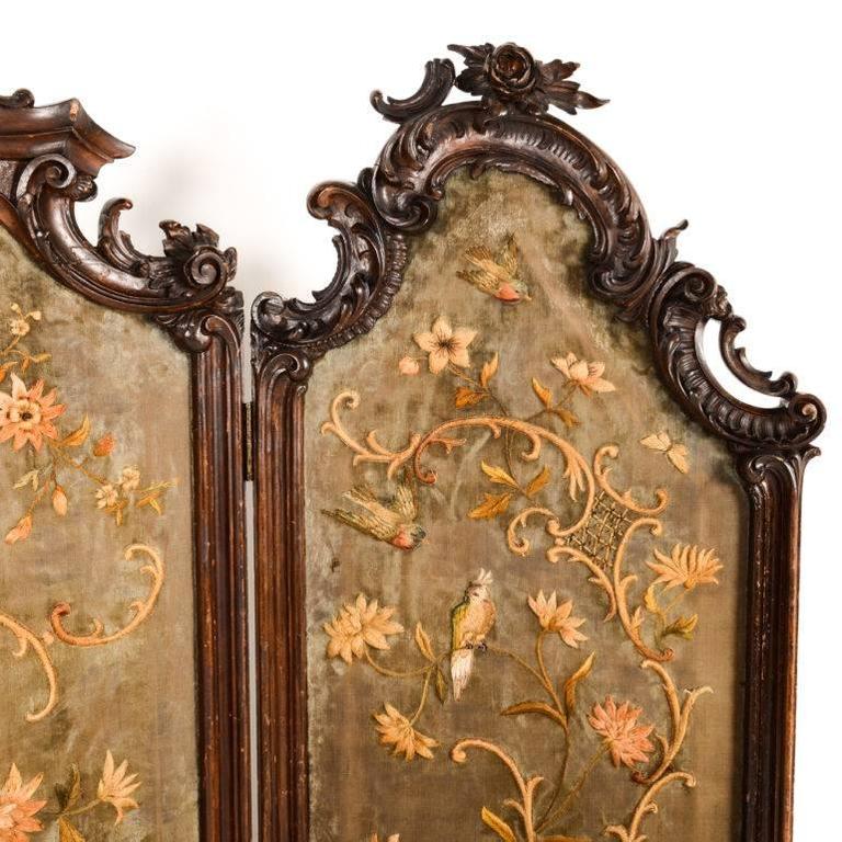 Three-Panel Embroidered Screen at 1stDibs
