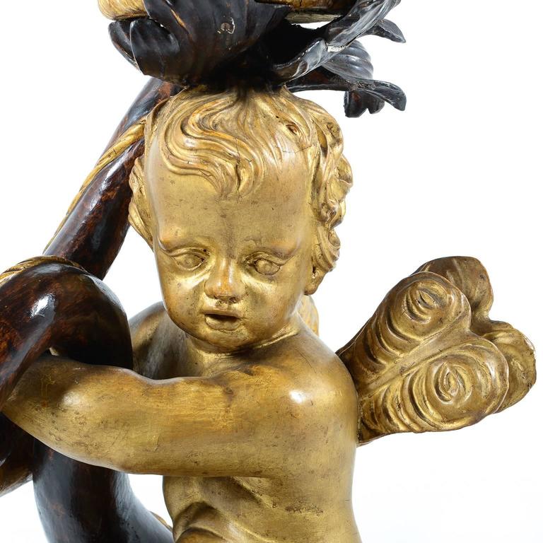 Baroque 18th Century Italian Torchiere circa 1780 of Cupid Riding a ...
