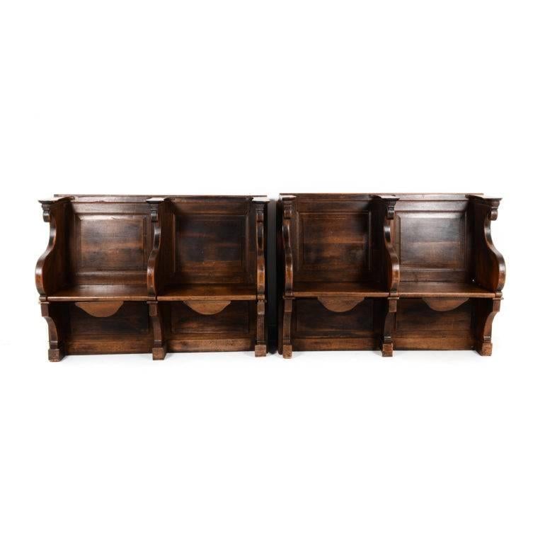 19th Century French Solid Oak Misericord Benches at 1stDibs