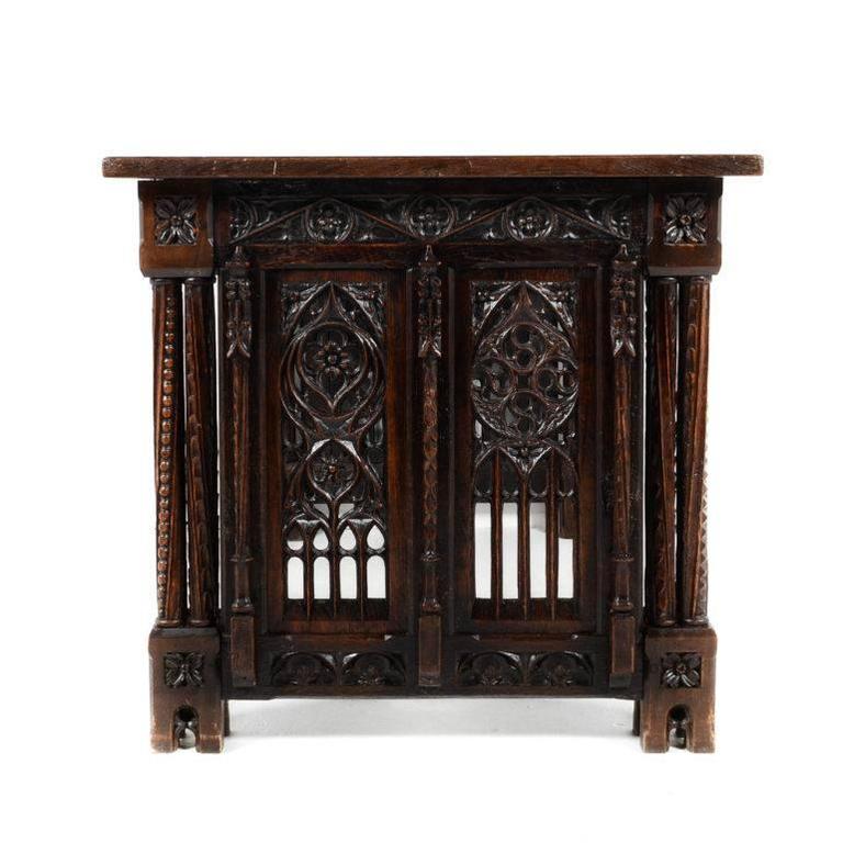 Rare Highly-Carved Gothic Oak Table or Desk, circa 1880 at 1stDibs