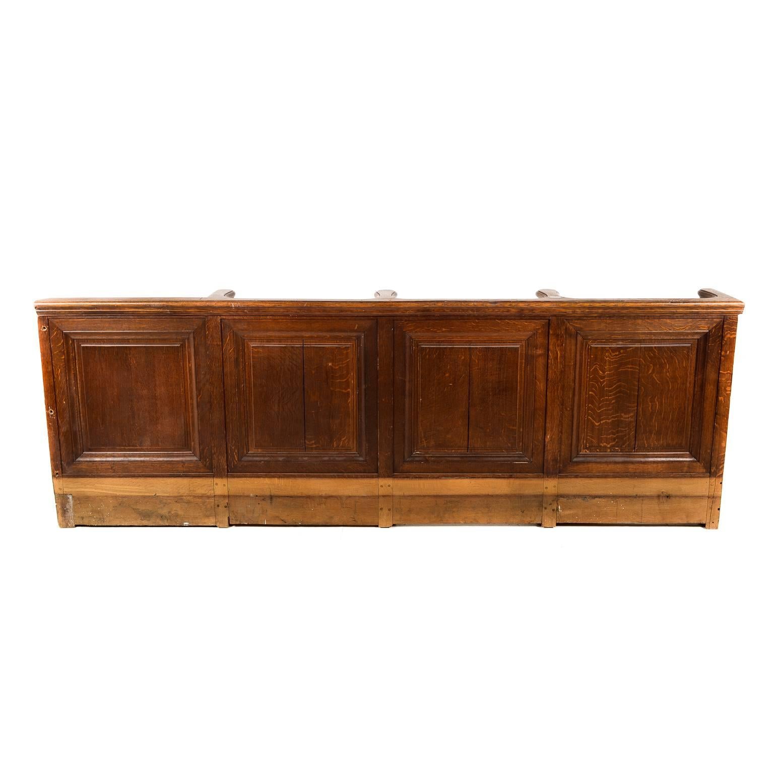 Unusual Solid Oak Panelled Choir Benches at 1stDibs