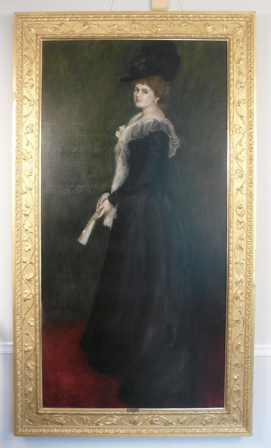 Gilded Age Portrait of a Lady with Fan, Signed A. Roegels, 1899 For ...