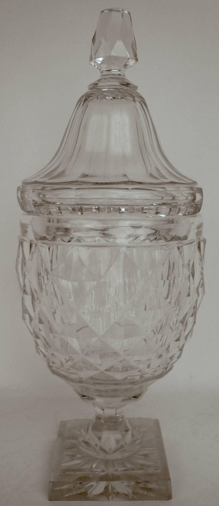 Anglo-Irish Cut Crystal Lidded Urn For Sale at 1stDibs