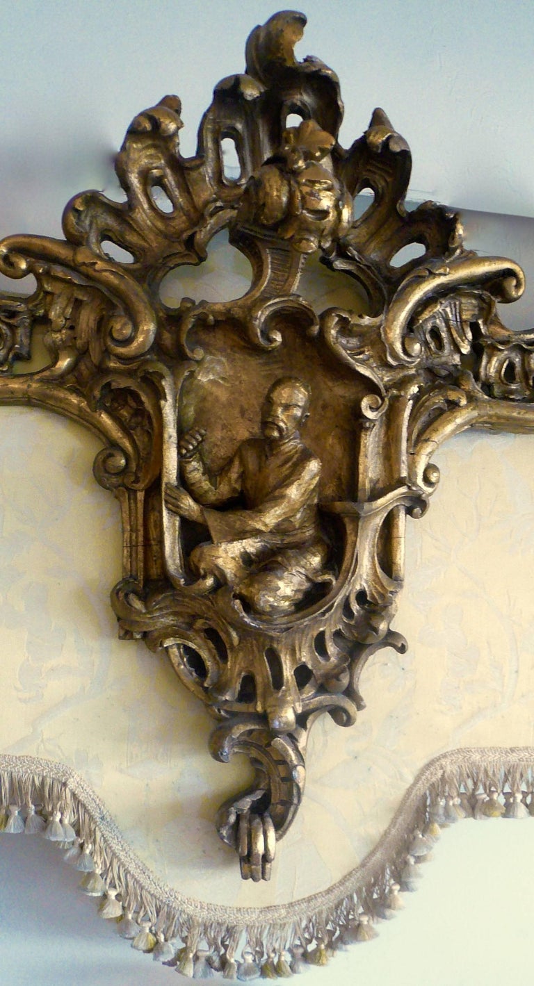 Carved and Giltwood Chinese Chippendale Style Pelmet with Damask ...