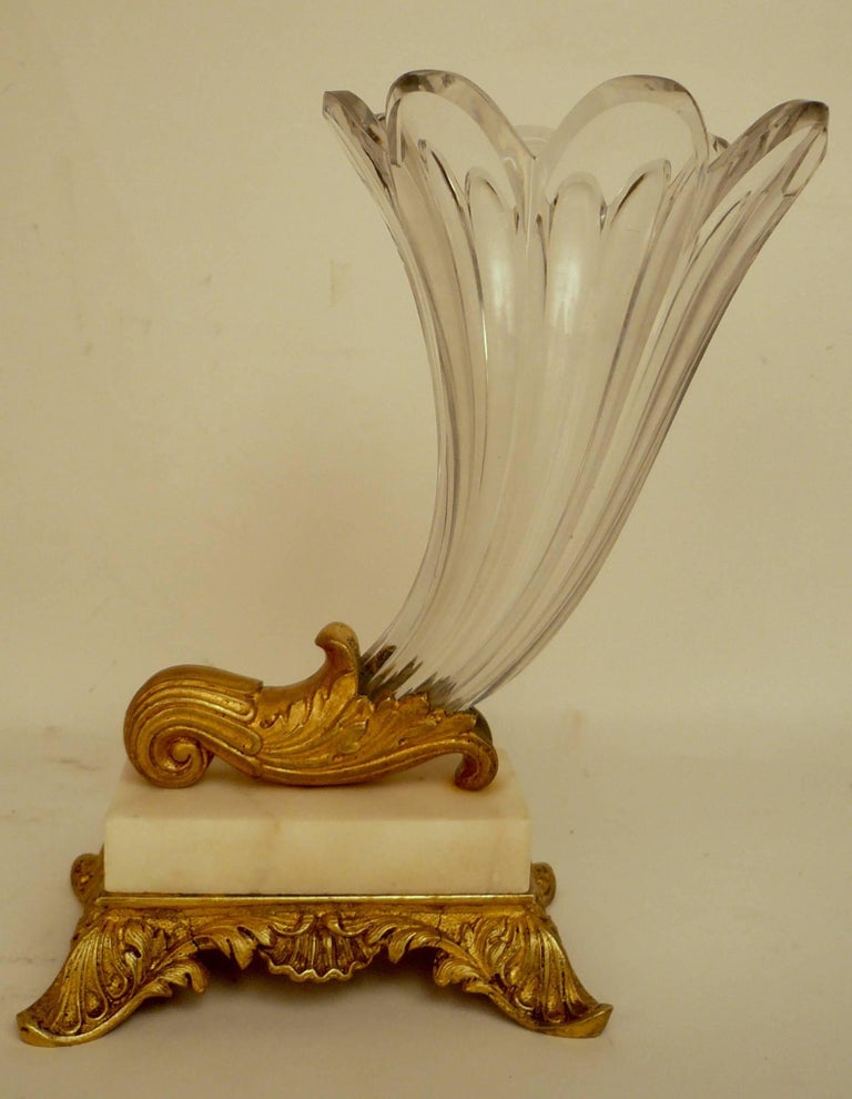 19th Century French Neo-classical Bronze and Cut Crystal Cornucopia ...