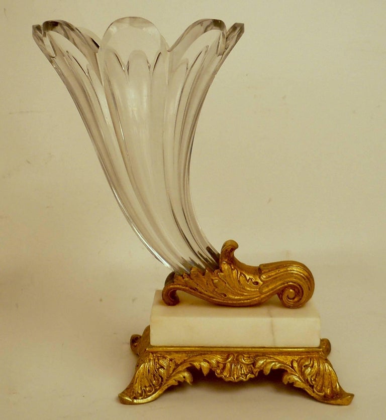 19th Century French Neo-classical Bronze and Cut Crystal Cornucopia ...