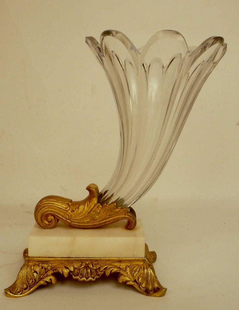 19th Century French Neo-classical Bronze and Cut Crystal Cornucopia ...