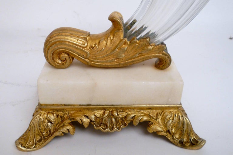 19th Century French Neo-classical Bronze and Cut Crystal Cornucopia ...