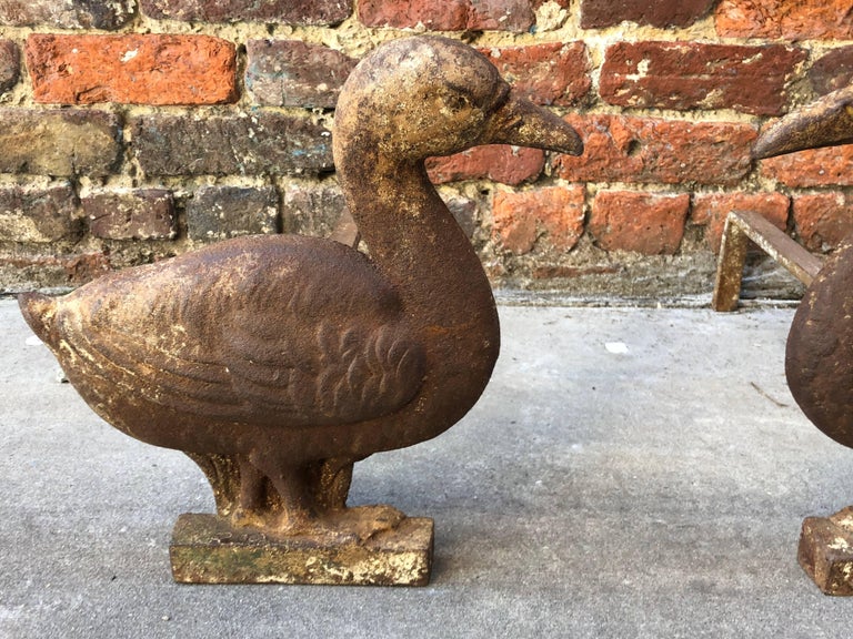 Pair of Cast Iron Duck Andirons Early 20th Century at 1stDibs